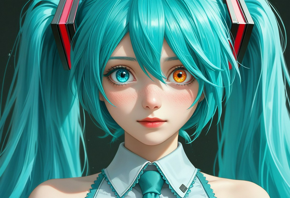 hatsune miku with heterochromia