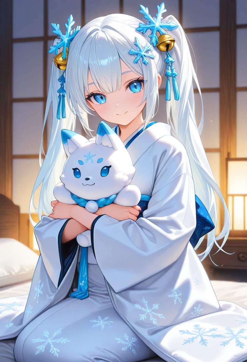 Fuyuko Yukikaze holding an arctic fox plushie — Moescape