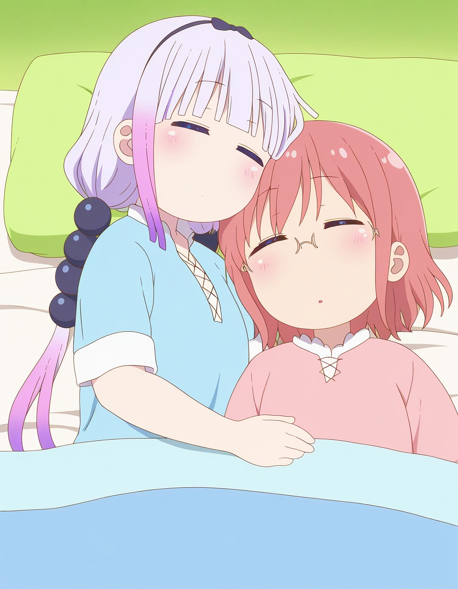 Adult Kanna and Kobayashi sleeping — Moescape