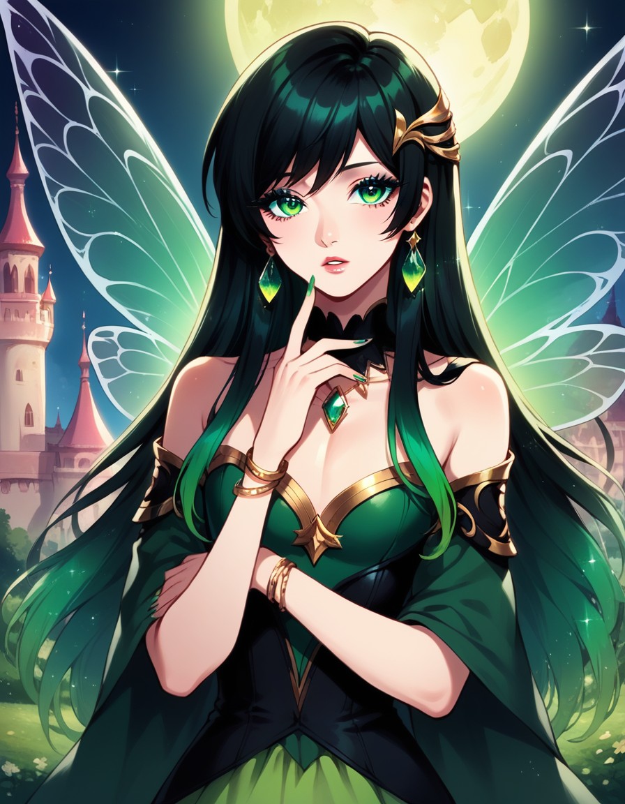 Beautiful green mage femboy v2, inspired by Elyrantha's OC — Moescape