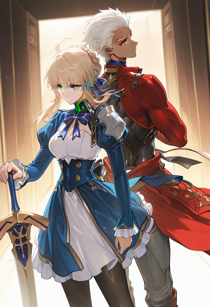 Saber and Archer (FSN X HSR) — Moescape