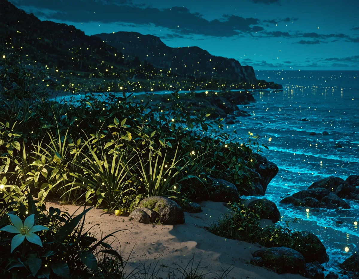 swarm of fireflies on the coast (3 img) — Moescape