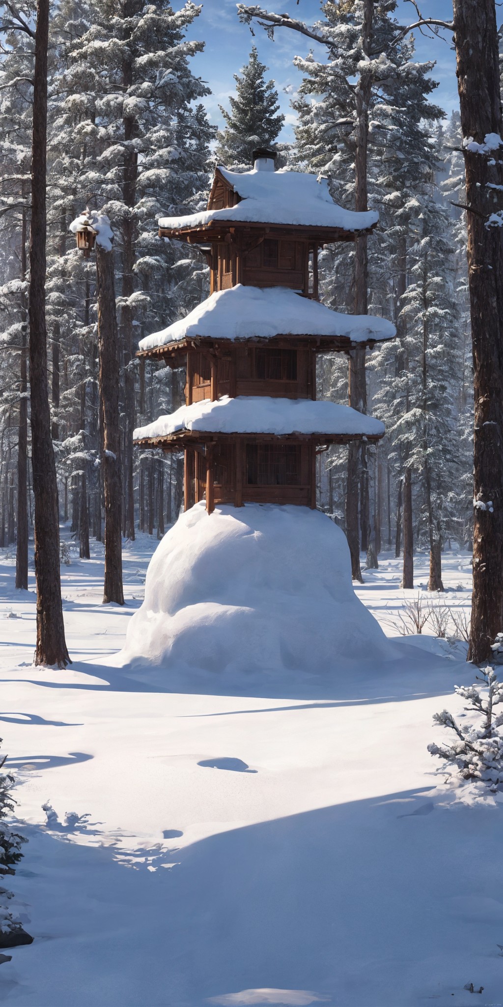 A snowy shrine in the woods — Moescape